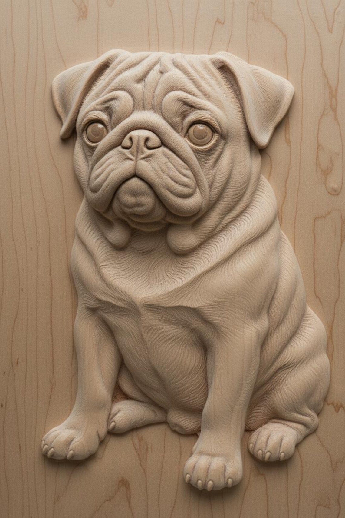 Pug Dog CNC Relief - 4 STL + Grayscale Files | CNC & 3D Ready | Wood ...