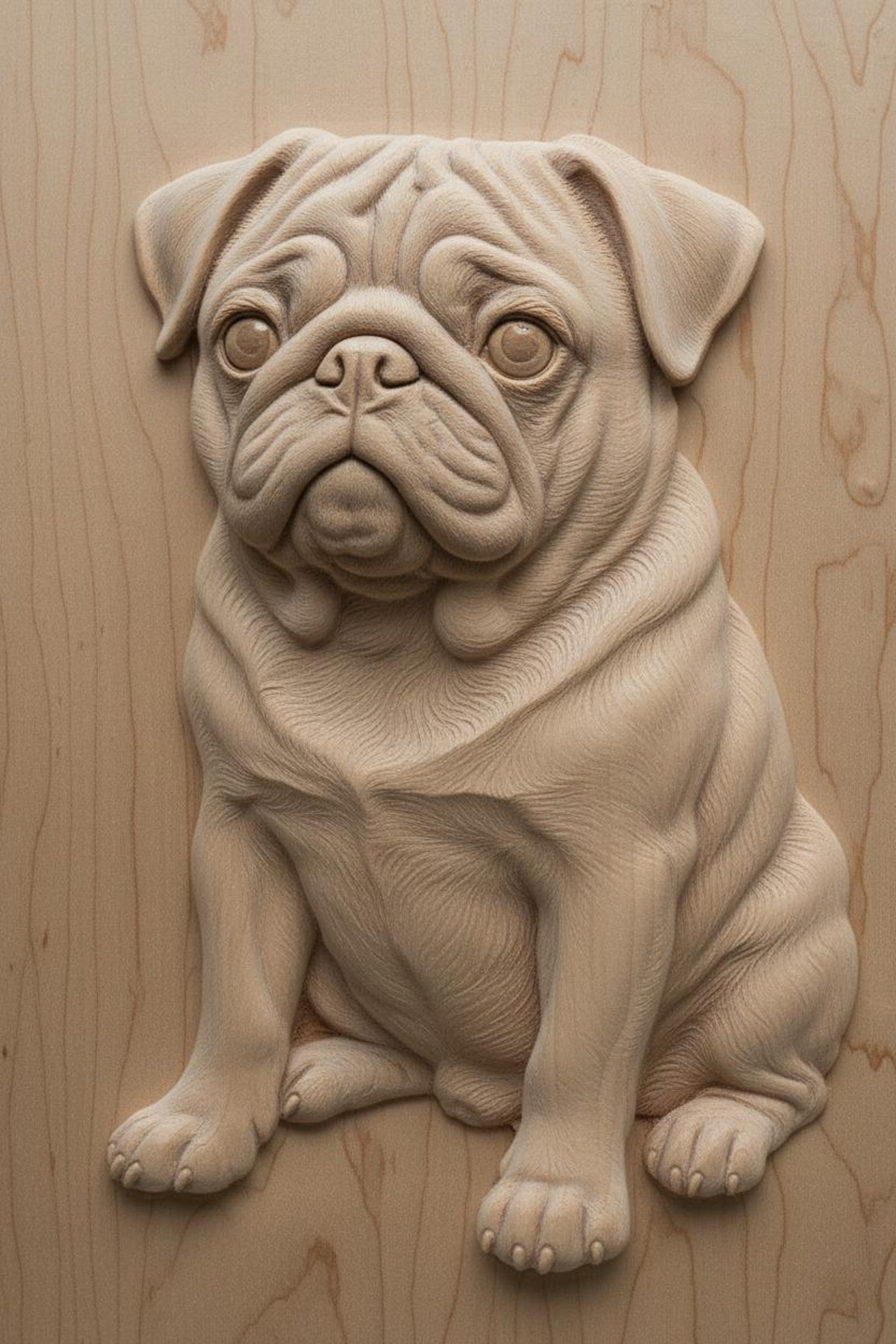 Pug Dog CNC Relief - 4 STL + Grayscale Files | CNC & 3D Ready | Wood ...