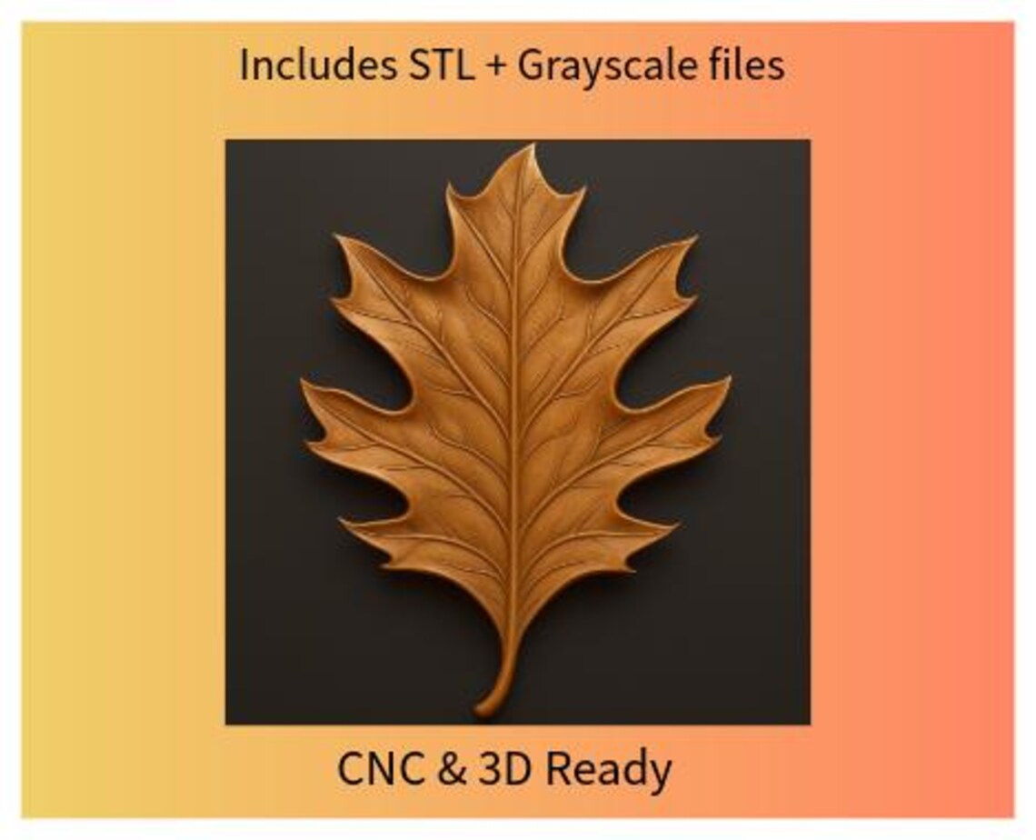 Oak Leaf Bas-relief STL + Grayscale Image | CNC Carving File | 3D ...