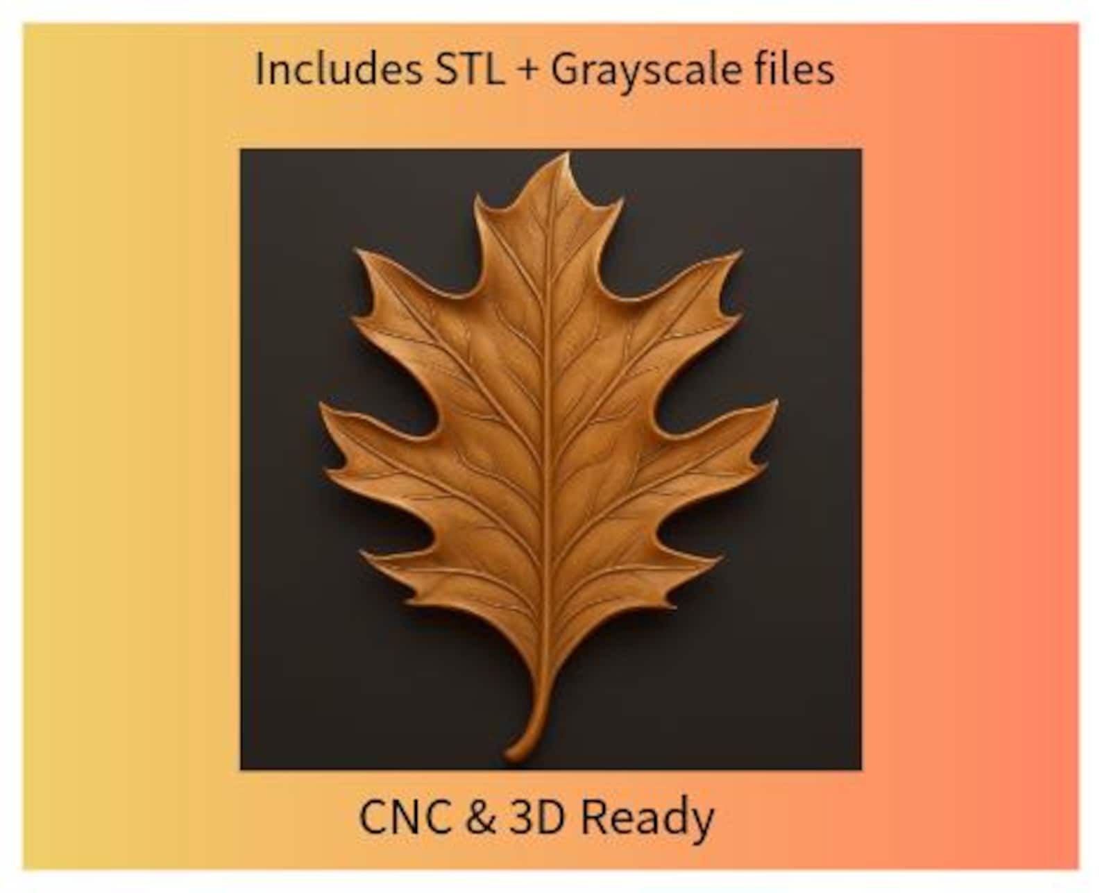 Oak Leaf Bas-relief STL + Grayscale Image | CNC Carving File | 3D ...