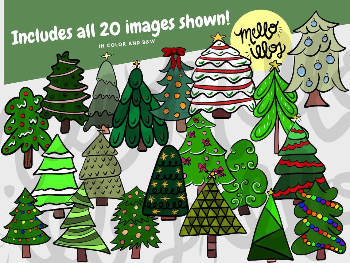 Christmas Trees Clipart, Clip Art, PNG, Illustrations, Nature, Xmas ...