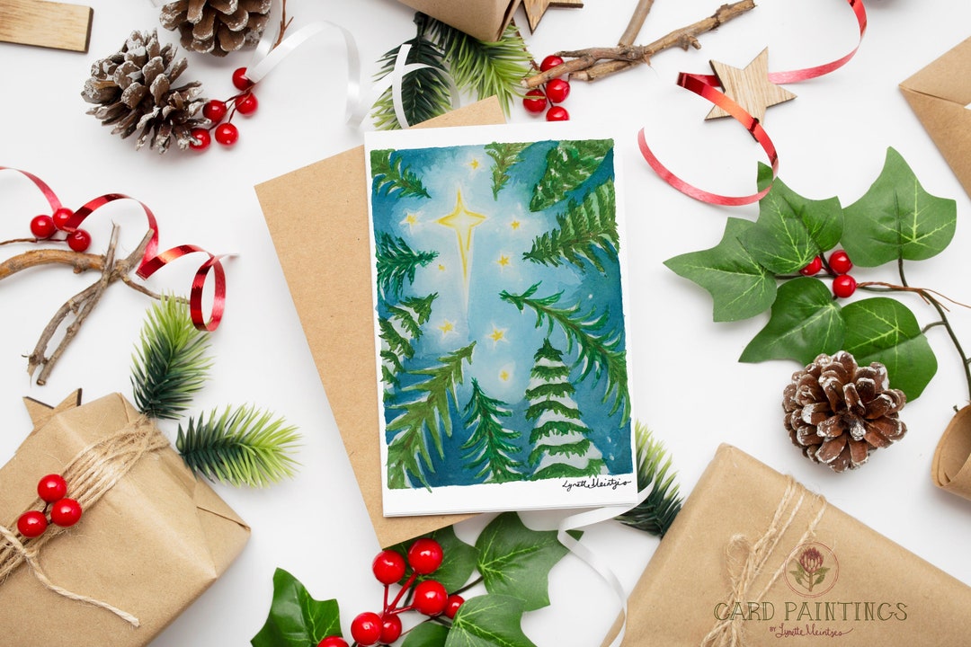 Christmas Cards Star of David Christmas Trees Pine Forest - Etsy