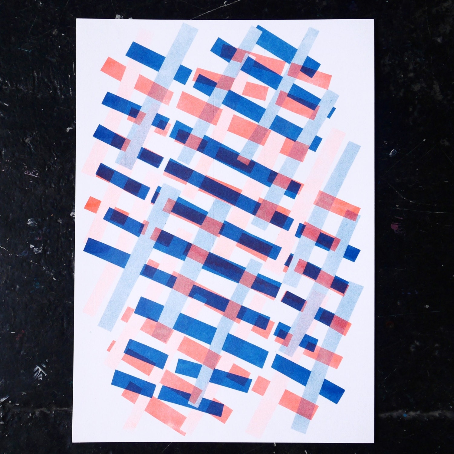 Crossing Lines 2 Colours Riso Print - Etsy