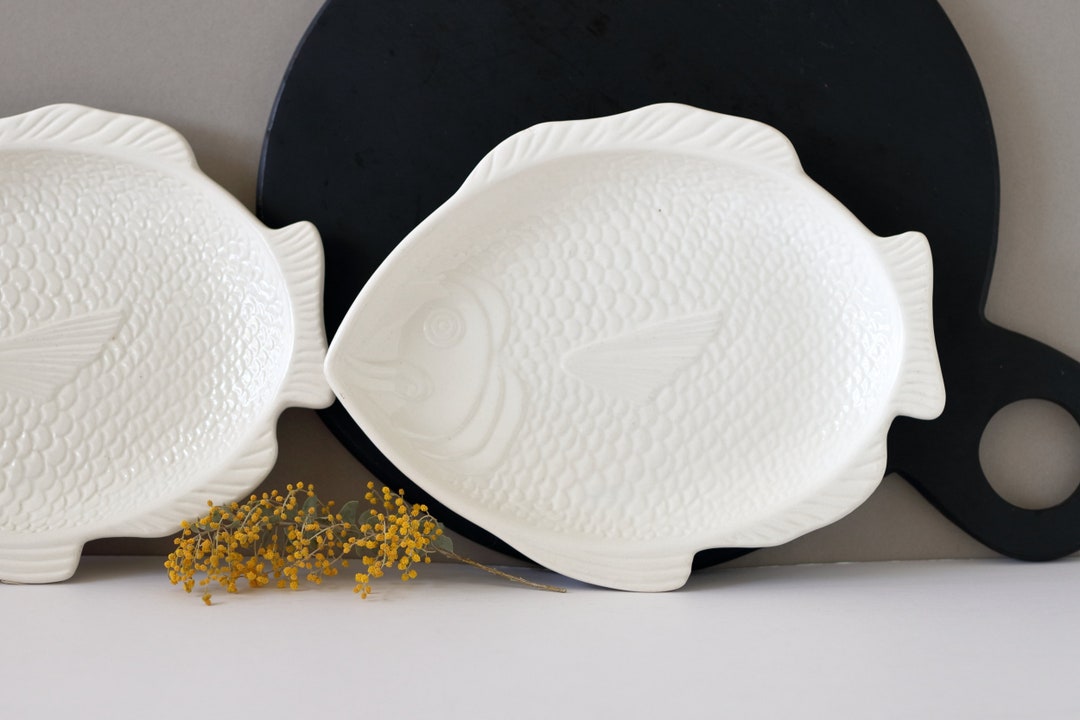 Fish Plate Whittier Pottery | White Ceramic Fish Plate | California ...