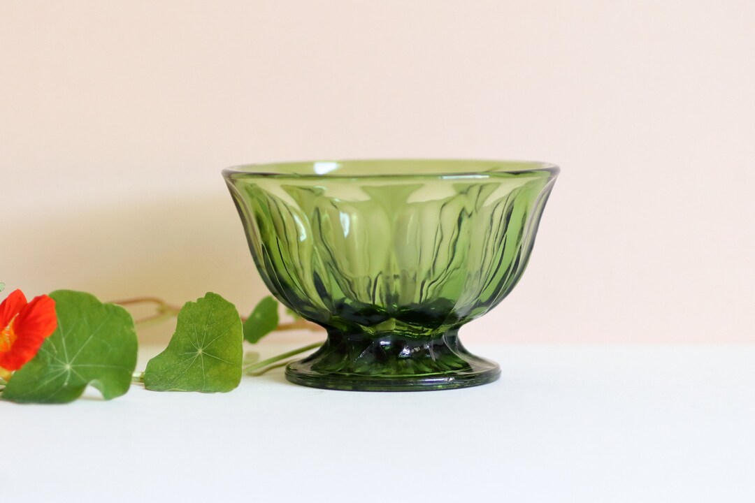 Small Green Glass Bowl - Etsy