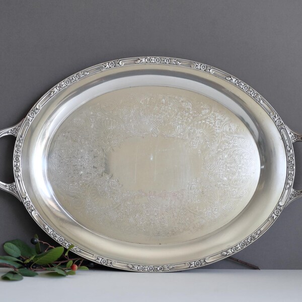 Vintage Silver Tray Rogers and Bros. Oval Silverplate Tray - Etsy