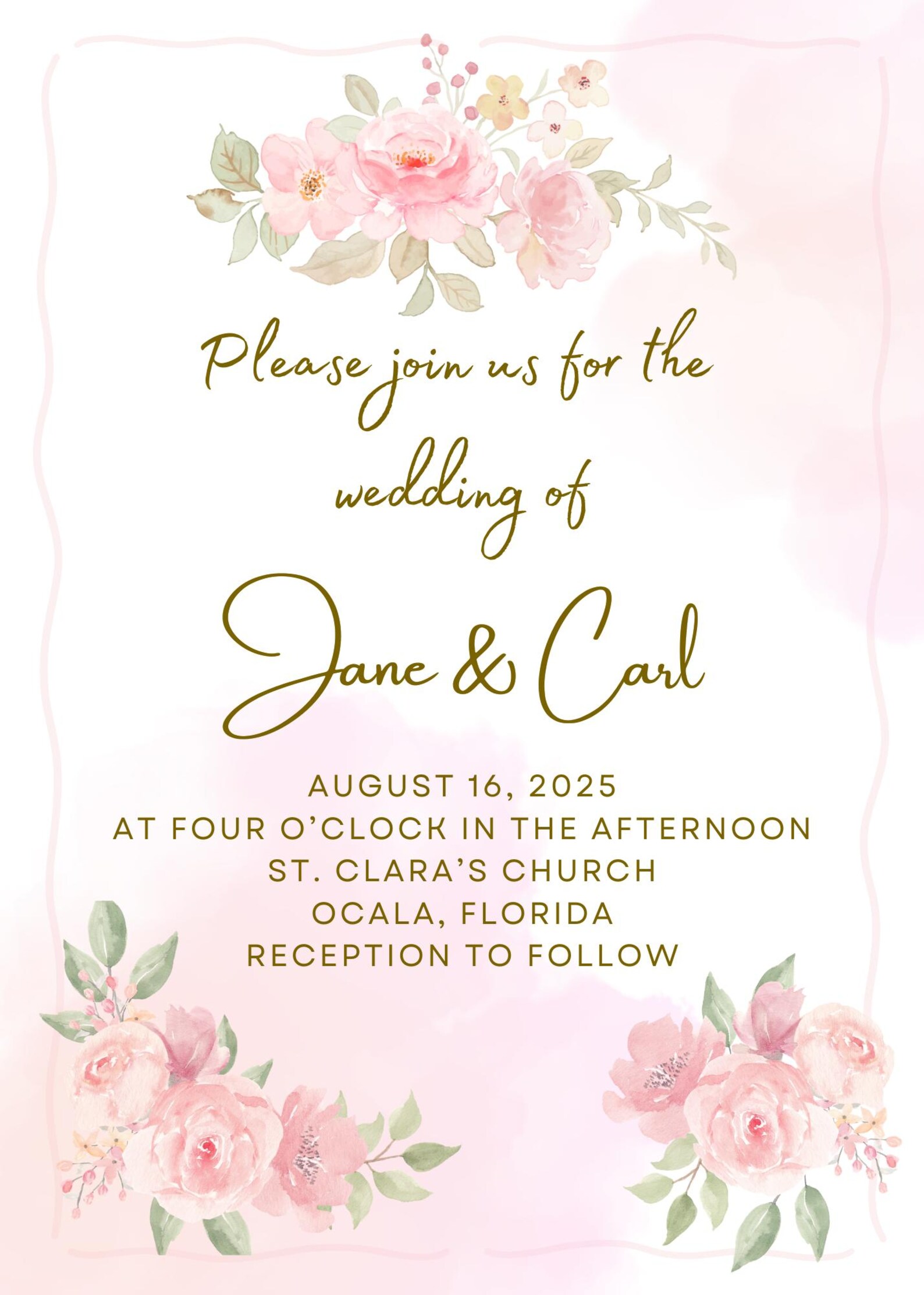 Pink Floral Wedding Invitation Template Printable | Editable Boho Party ...