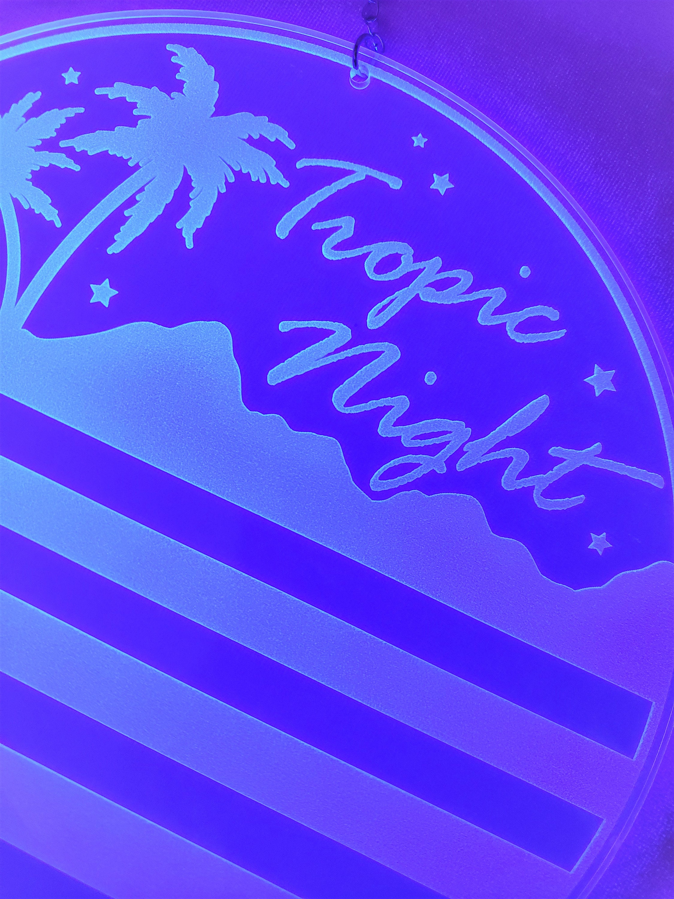 Tropic Night-Retro Synthwave Blue Moon Acrylic Art Wall | Etsy