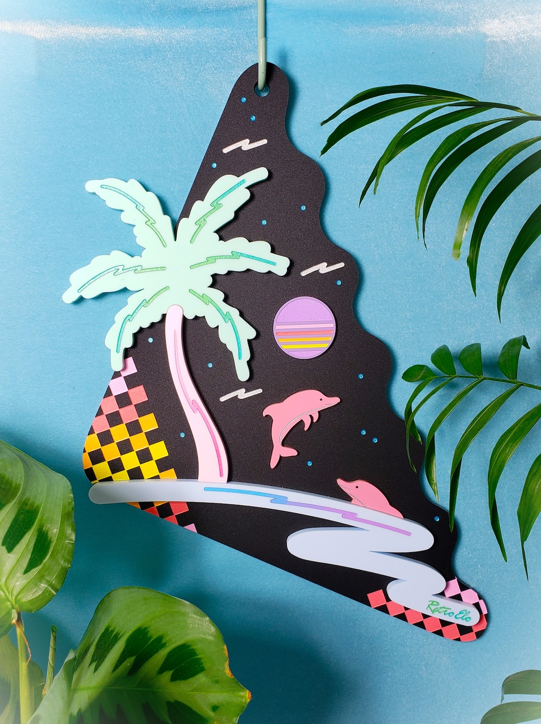 Midnight Wave-acrylic Art Wall Hanging | Vaporwave Wall Sculpture ...