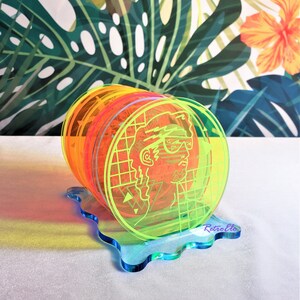 Fluorescent UV Acrylic Coaster Set-vaporwave City Retro Decor 80s 90s ...