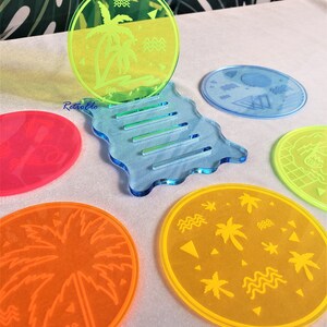 Fluorescent UV Acrylic Coaster Set-vaporwave City Retro Decor 80s 90s ...