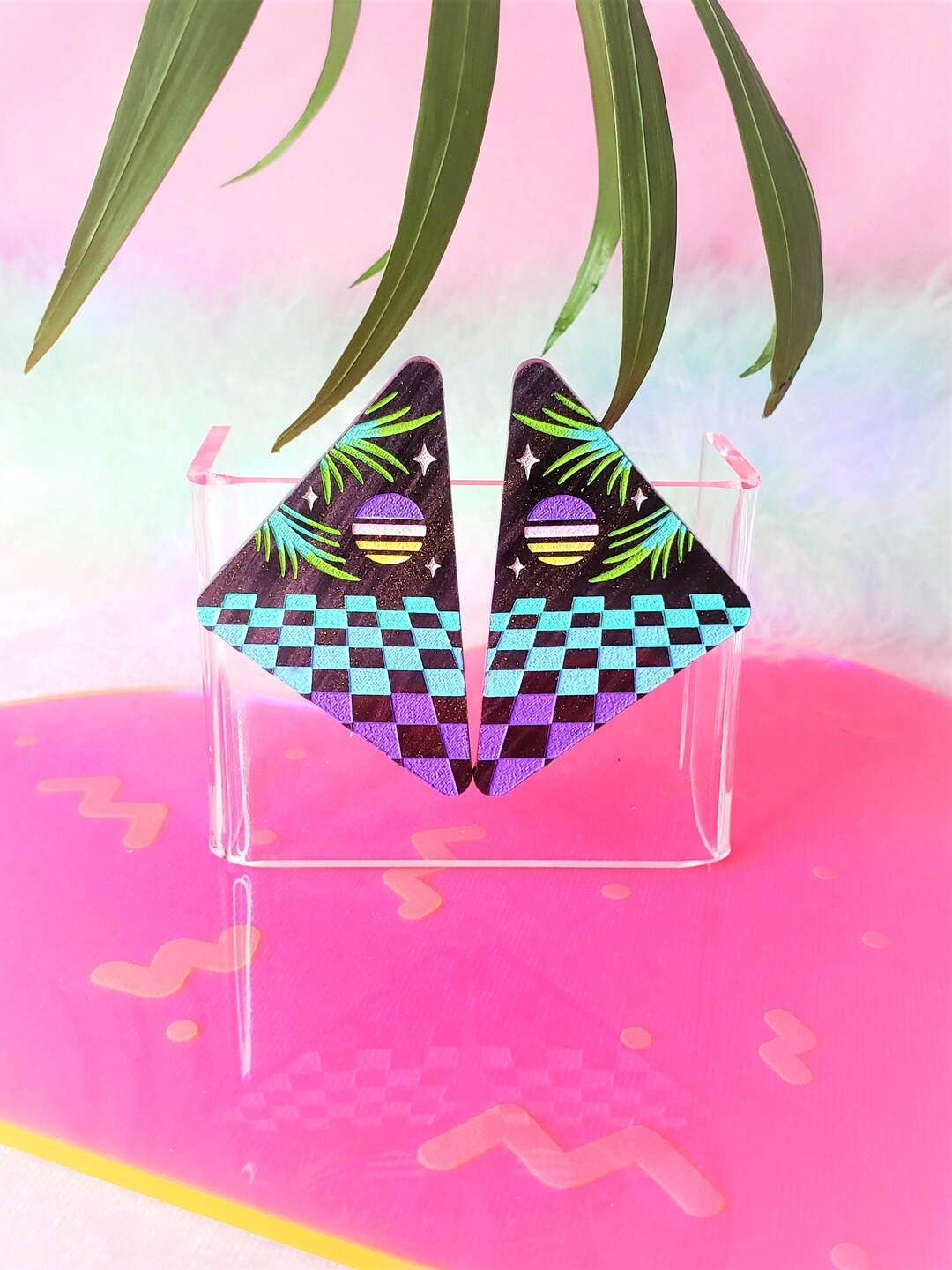 State of Mind Vaporwave Stud Geometric Earrings, Retro, 1980s, 1990s ...