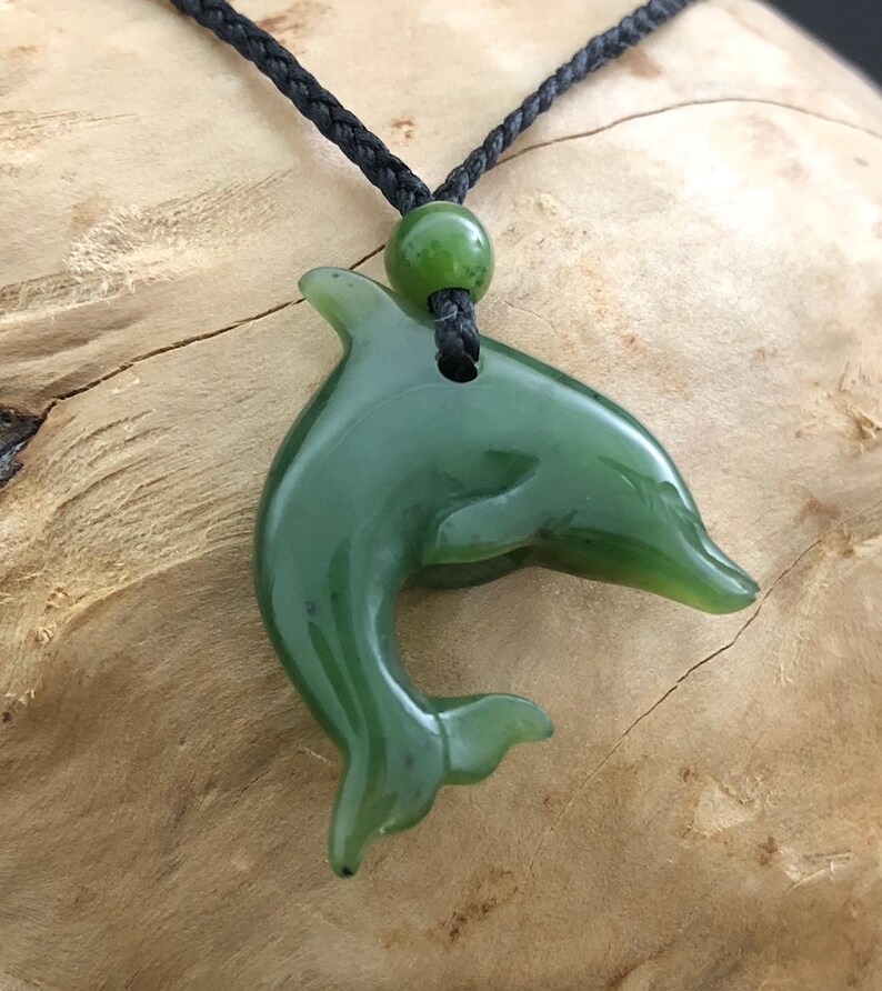 Canadian Nephrite Jade Dolphin Pendant Green Jade Jade | Etsy