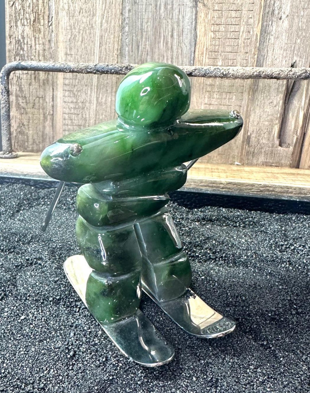 Canadian Nephrite Jade Inukshuk Skier - Polar Jade - Last One! - Etsy