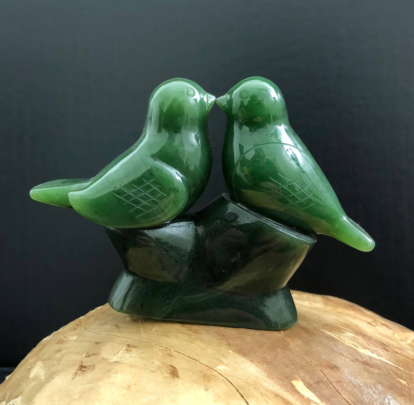 Canadian Nephrite Jade Love Birds Carving - 35TH Wedding Anniversary ...