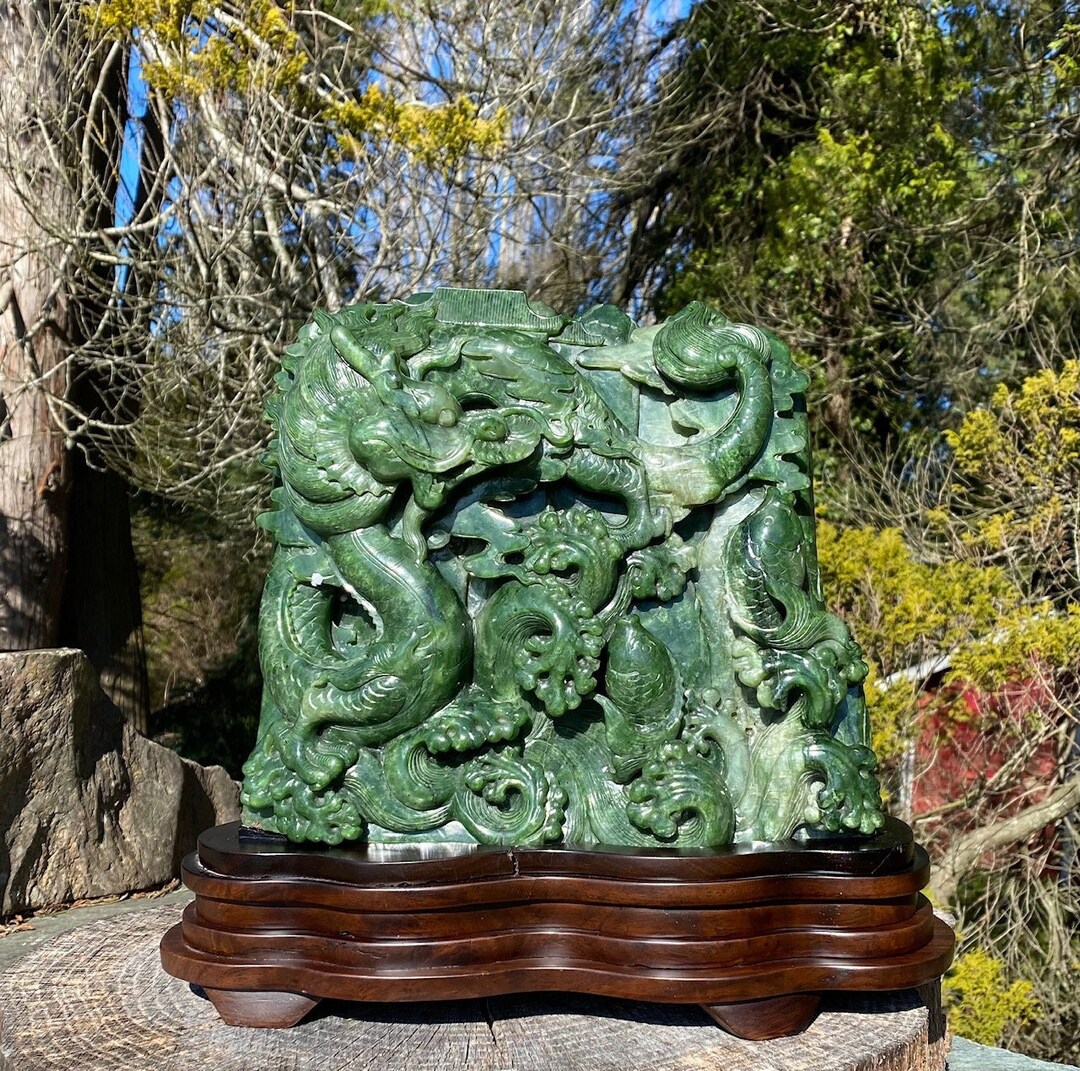 Canadian Nephrite Jade Dragon Carving One of A Kind - Etsy