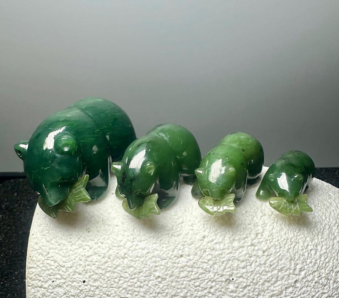 Canadian Jade Bear With Fish SPECIAL - Multiple Sizes - Jade Carving ...