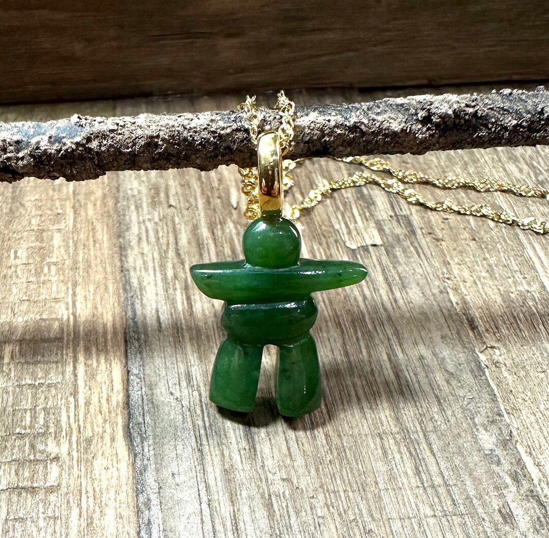 Canadian Nephrite Jade Inukshuk Pendant Gold-tone Stainless Steel - Etsy