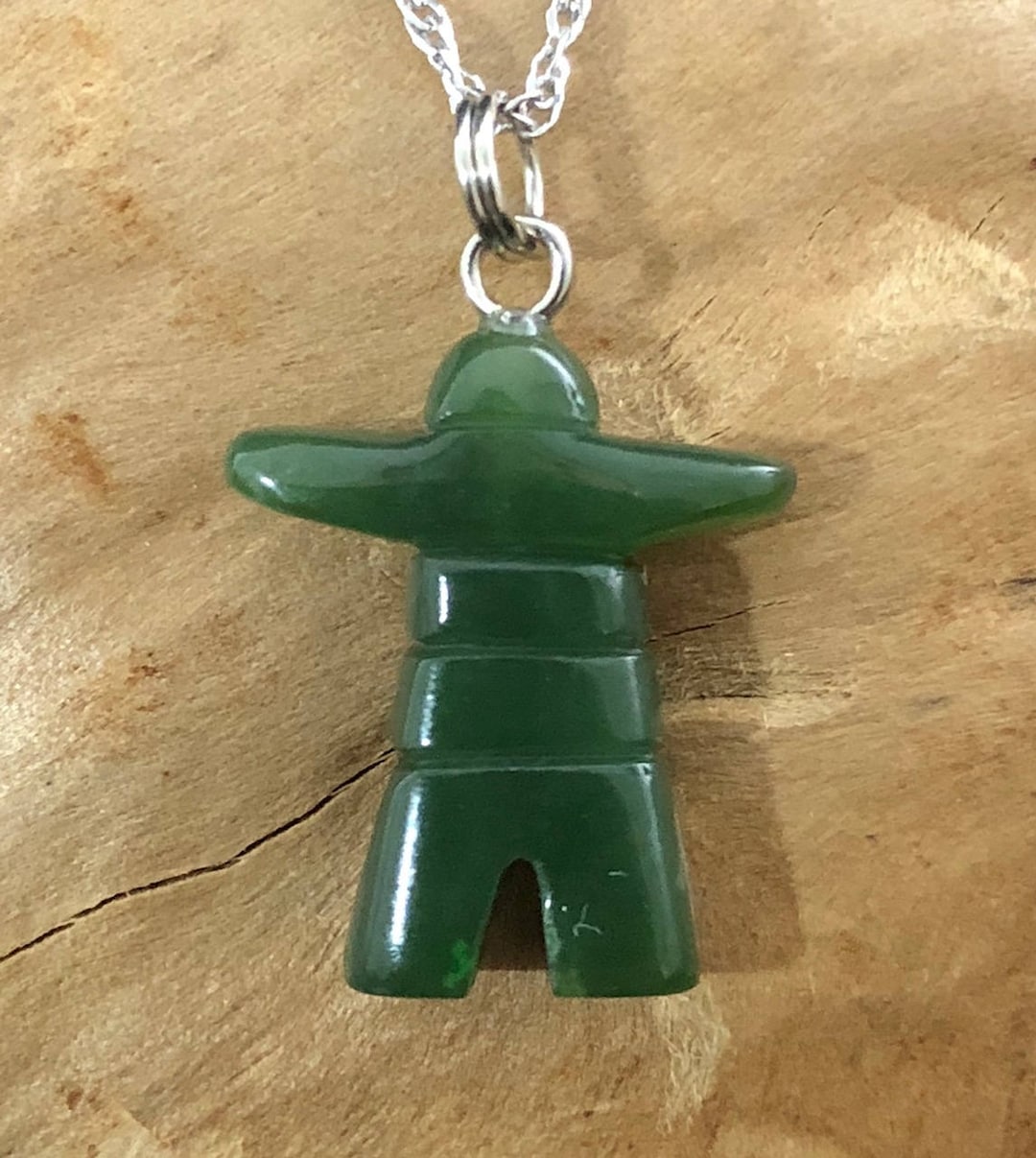 Canadian Nephrite Jade Inukshuk Charm Necklace - Green Jade - Jade ...