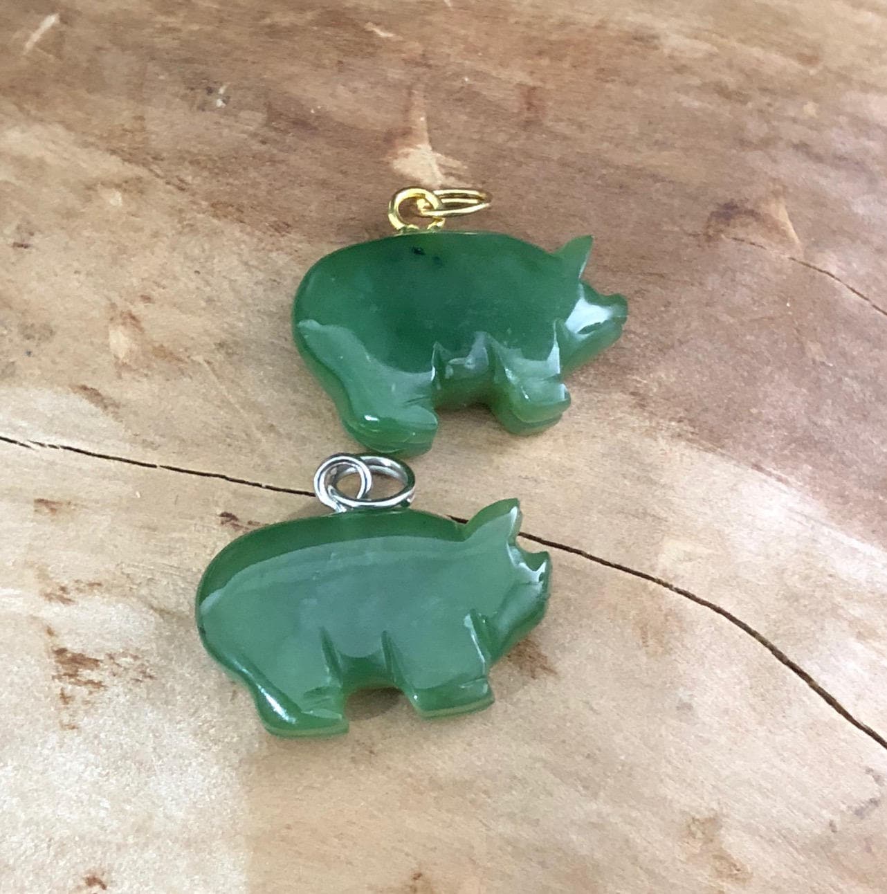 Canadian Nephrite Jade Pig Charm Necklace Pigs Green Jade - Etsy Canada