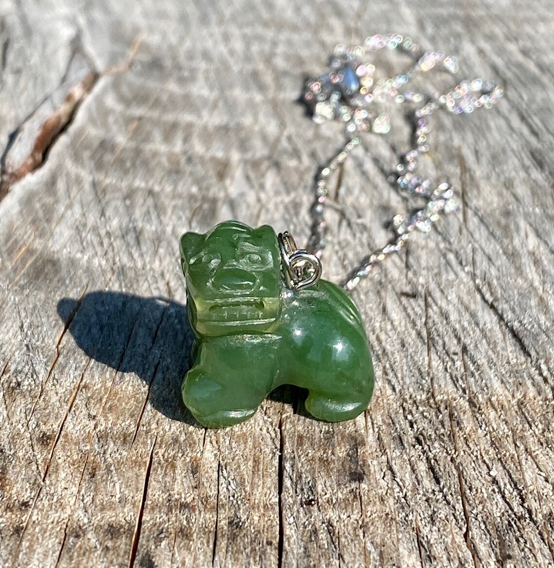 Canadian Jade Pixiu Charm - 17mm - Green Jade - Natural Jade - Foo Dog ...