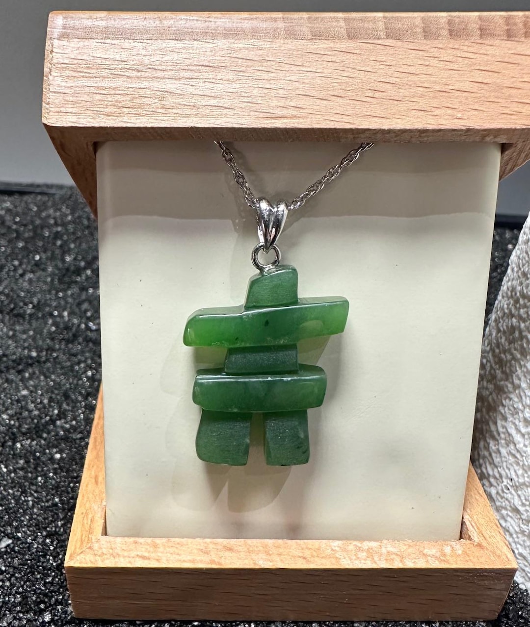 Canadian Nephrite Jade Inukshuk Pendant - Green Jade - Polar Jade ...