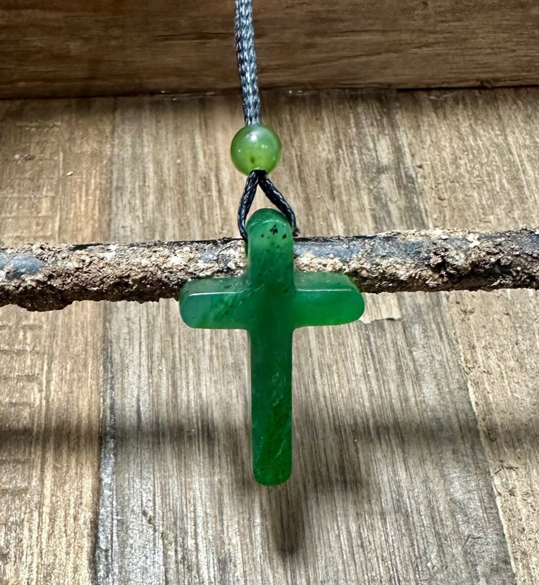 Rounded Canadian Nephrite Jade Cross - 30mm - Etsy