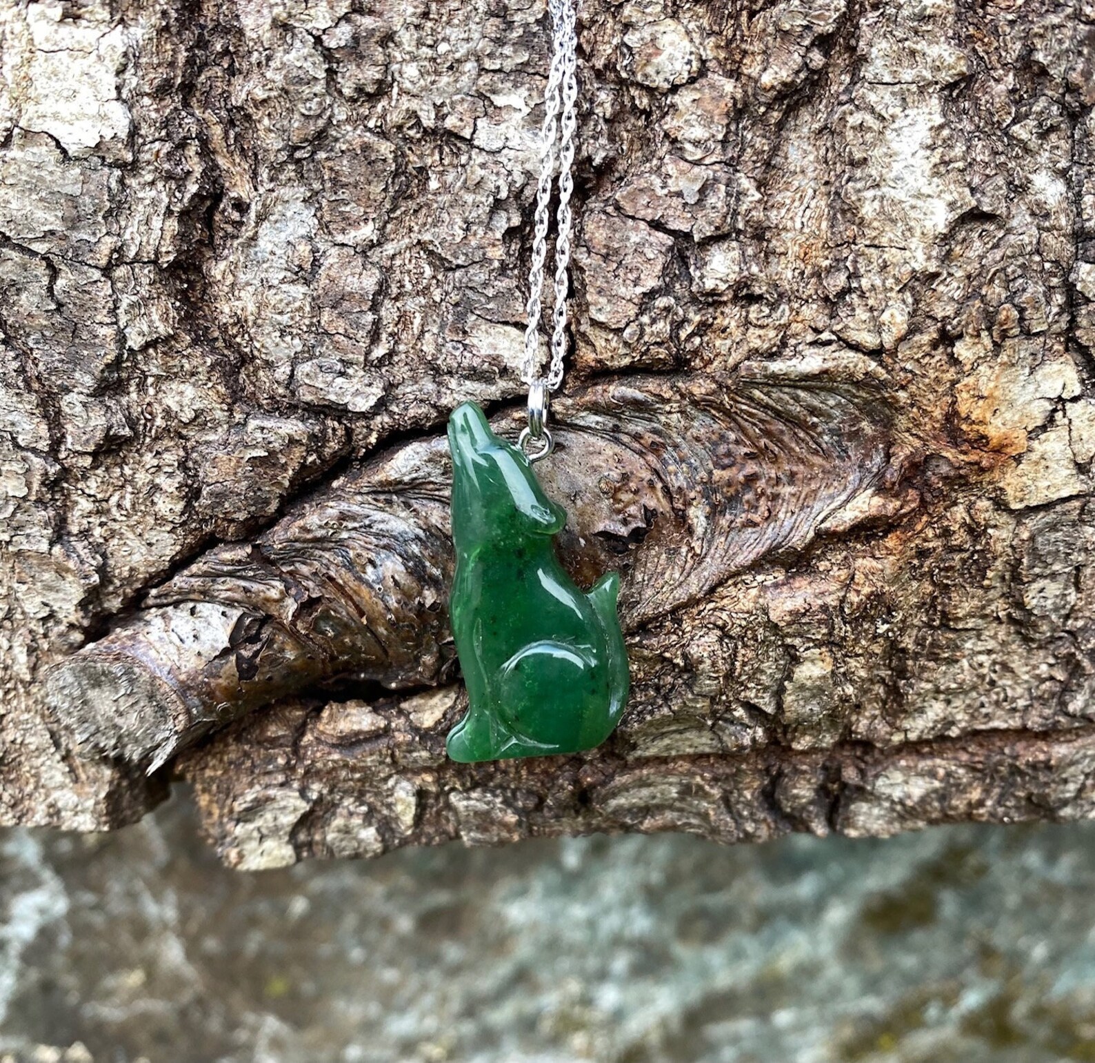 Canadian Nephrite Jade Wolf Pendant, Wolf Necklace, Natural Jade - Etsy