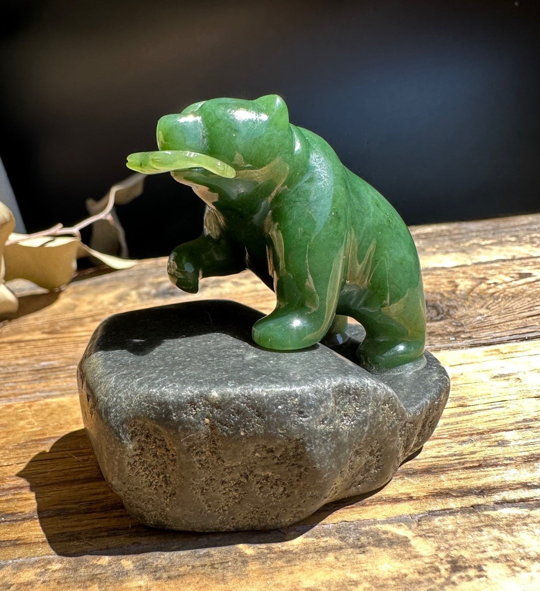 Canadian Nephrite Jade Bear on Granite Base - 2" Bear - Etsy