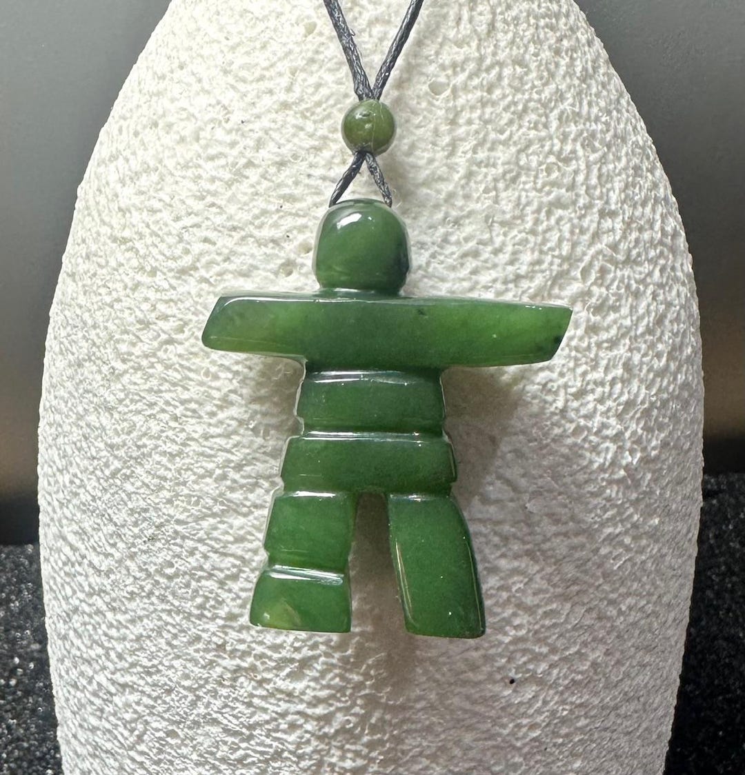 Canadian Nephrite Jade Inukshuk Pendant - Green Jade - Natural Jade ...