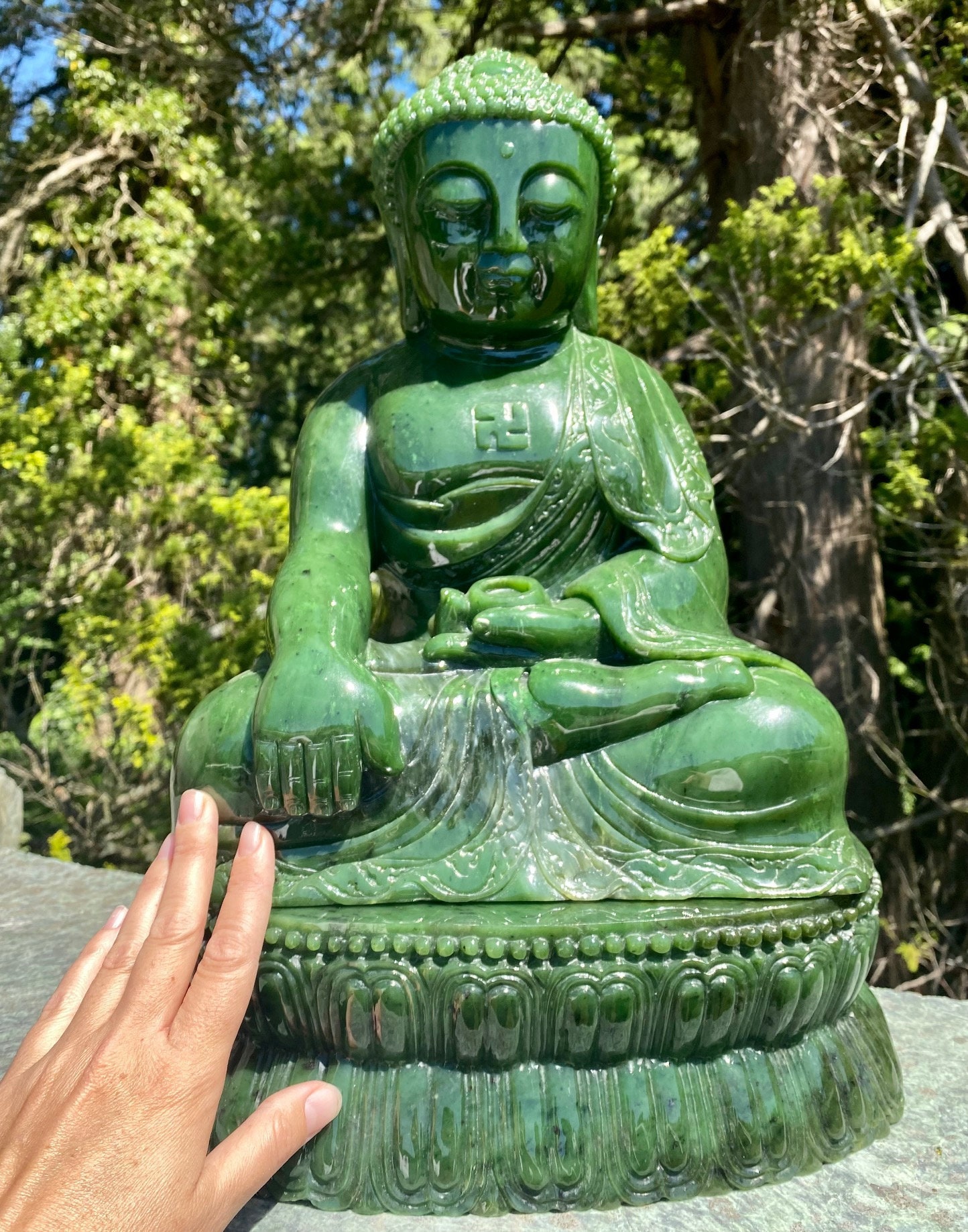 Large Canadian Nephrite Jade Buddha 18 Tall with base | Etsy