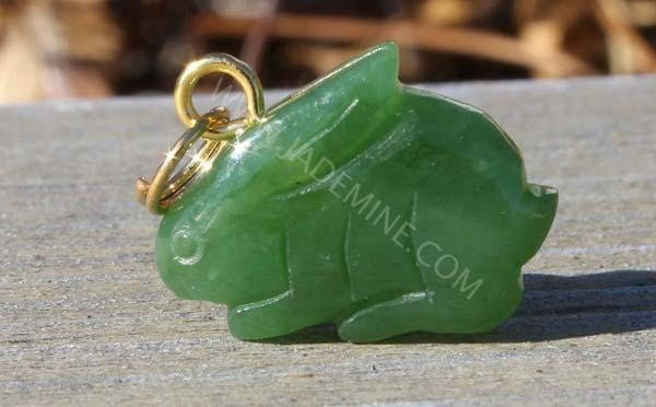Canadian Nephrite Jade Rabbit Charm Necklace - Authentic Jade- Green ...