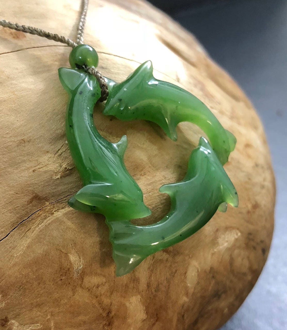 Canadian Nephrite Jade Dolphin Pendant Jade Necklace Green | Etsy