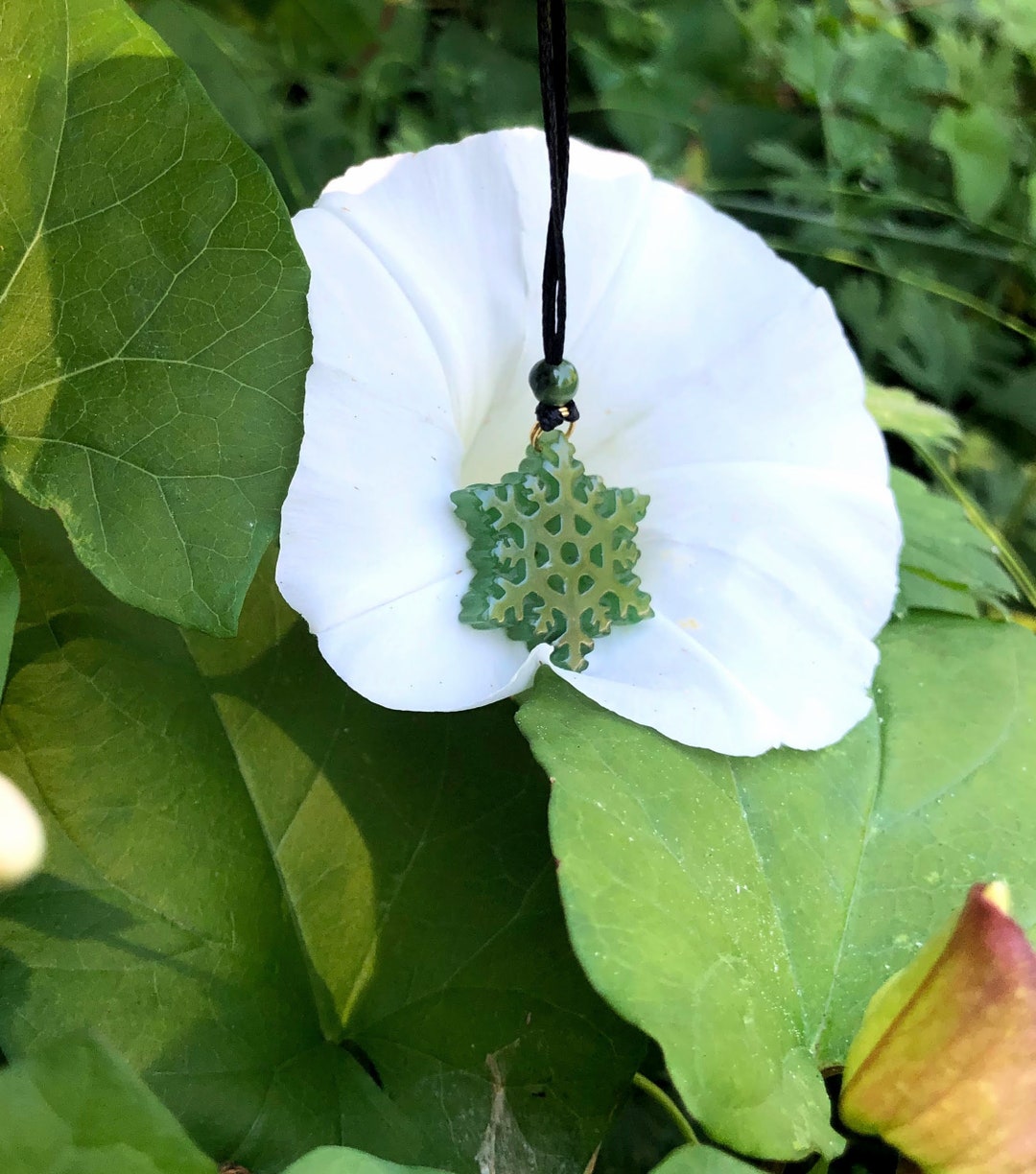 Nephrite Jade Snowflake Pendant Carved Out of Green Canadian Nephrite ...
