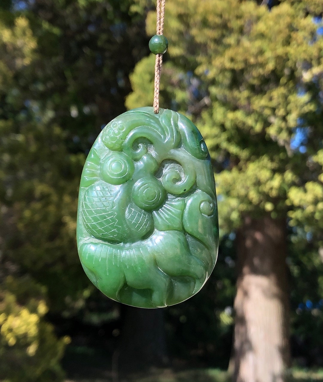 Canadian Nephrite Jade Goldfish Pendant - Jade Necklace - Green Jade ...