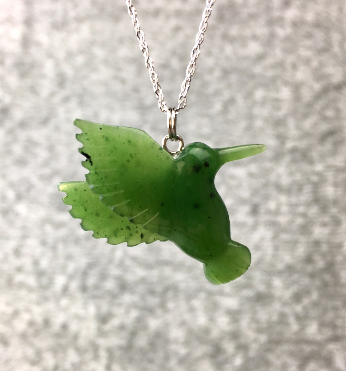 Canadian Nephrite Jade Hummingbird Pendant Jade Necklace - Etsy