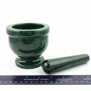 Canadian Nephrite Jade Mortar & Pestle 3.75" - Natural Jade - Authentic ...