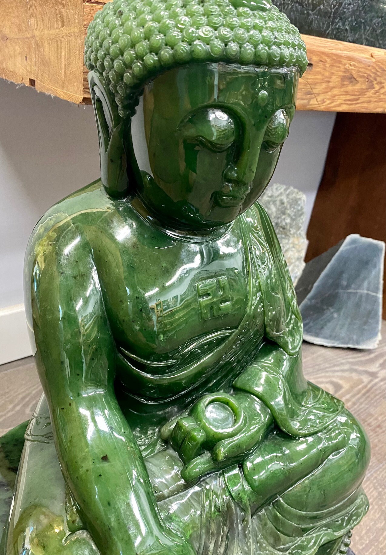 Large Canadian Nephrite Jade Buddha 18 Tall with base | Etsy