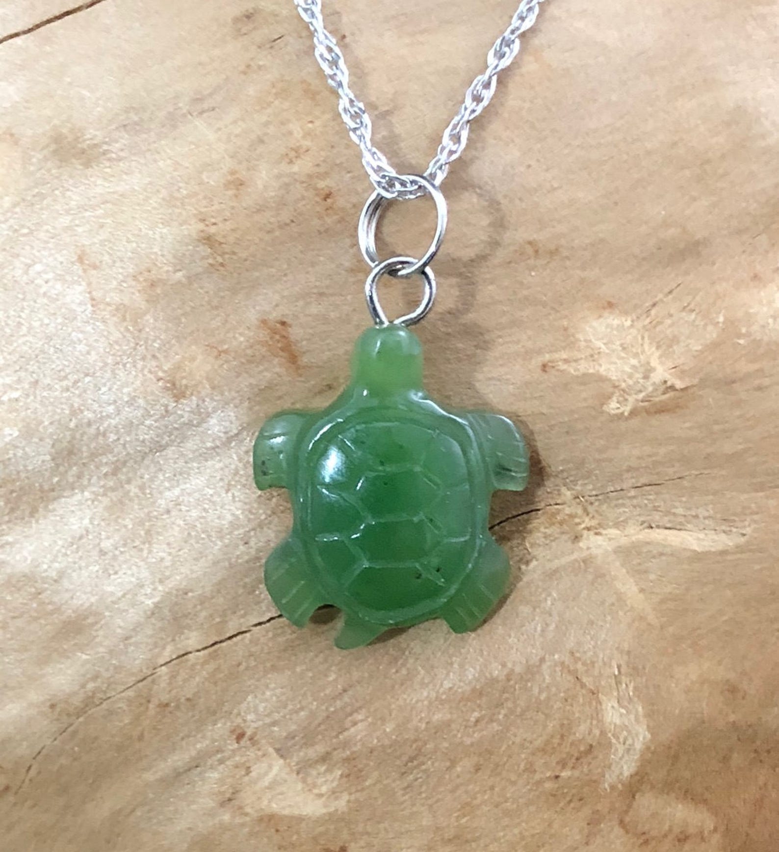 Canadian Nephrite Jade Turtle Charm Necklace - Turtles - Green Jade ...