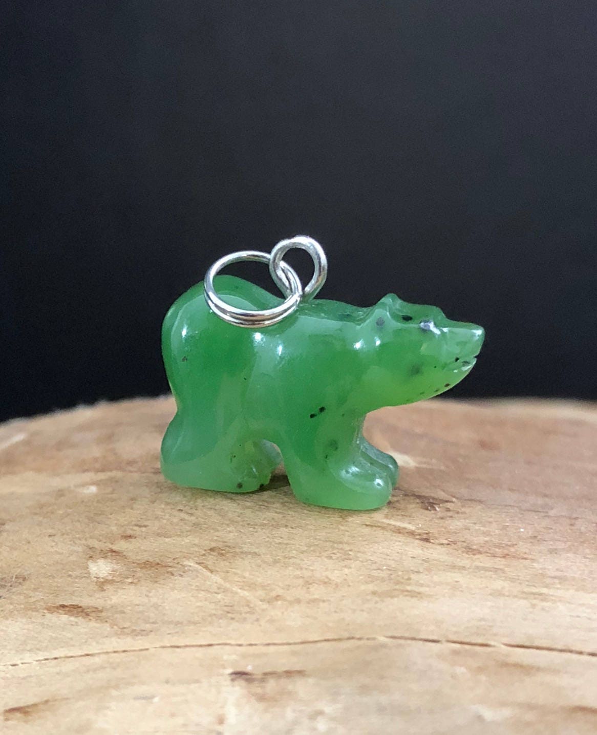 Canadian Nephrite Jade Bear Charm Necklace Bears Green - Etsy