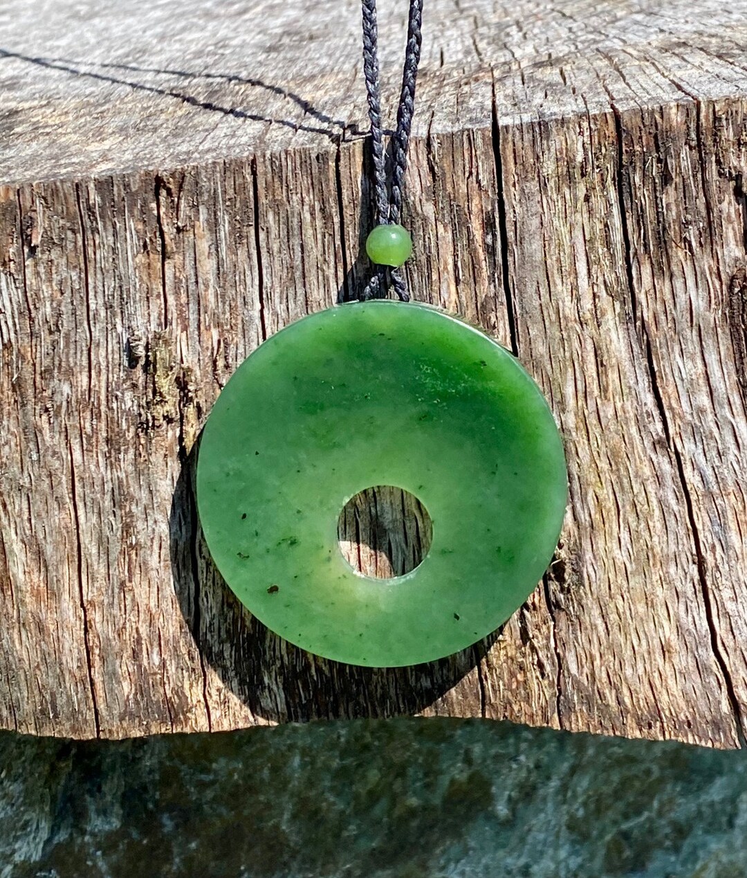 Canadian Jade Circle Pendant - 1975 - Jade Necklace - Green Jade ...