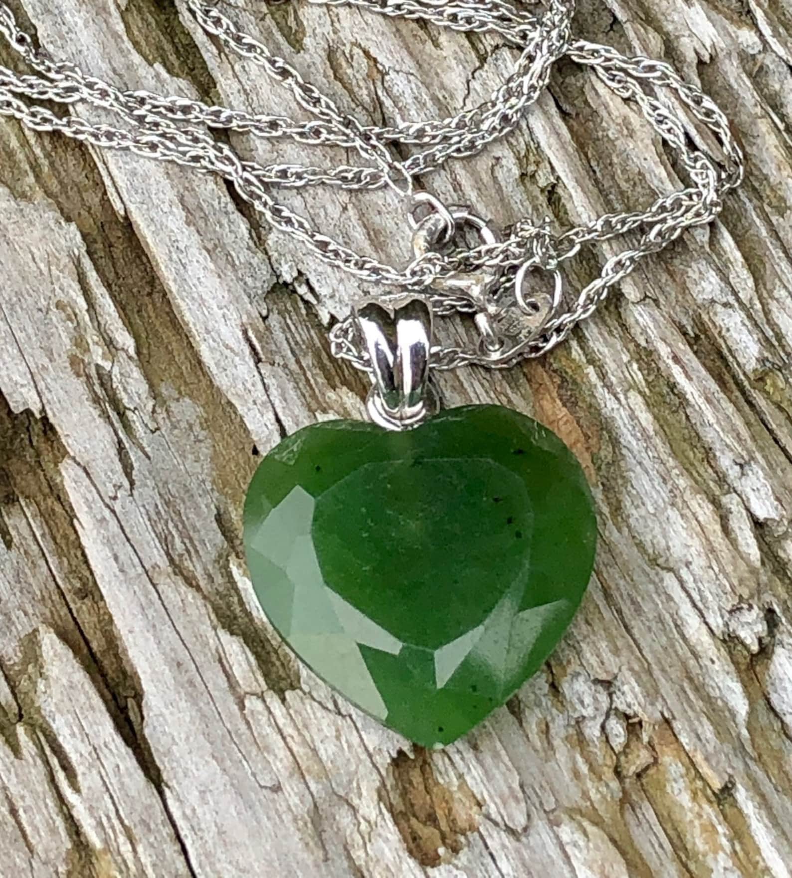 Canadian Nephrite Jade Faceted Heart Pendant - Natural Jade - Jade ...