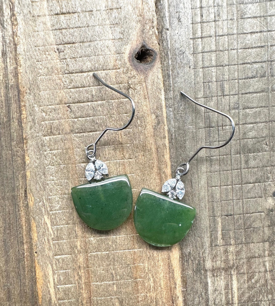 Canadian Nephrite Jade Drop Earrings Stainless Steel Natural Jade ...