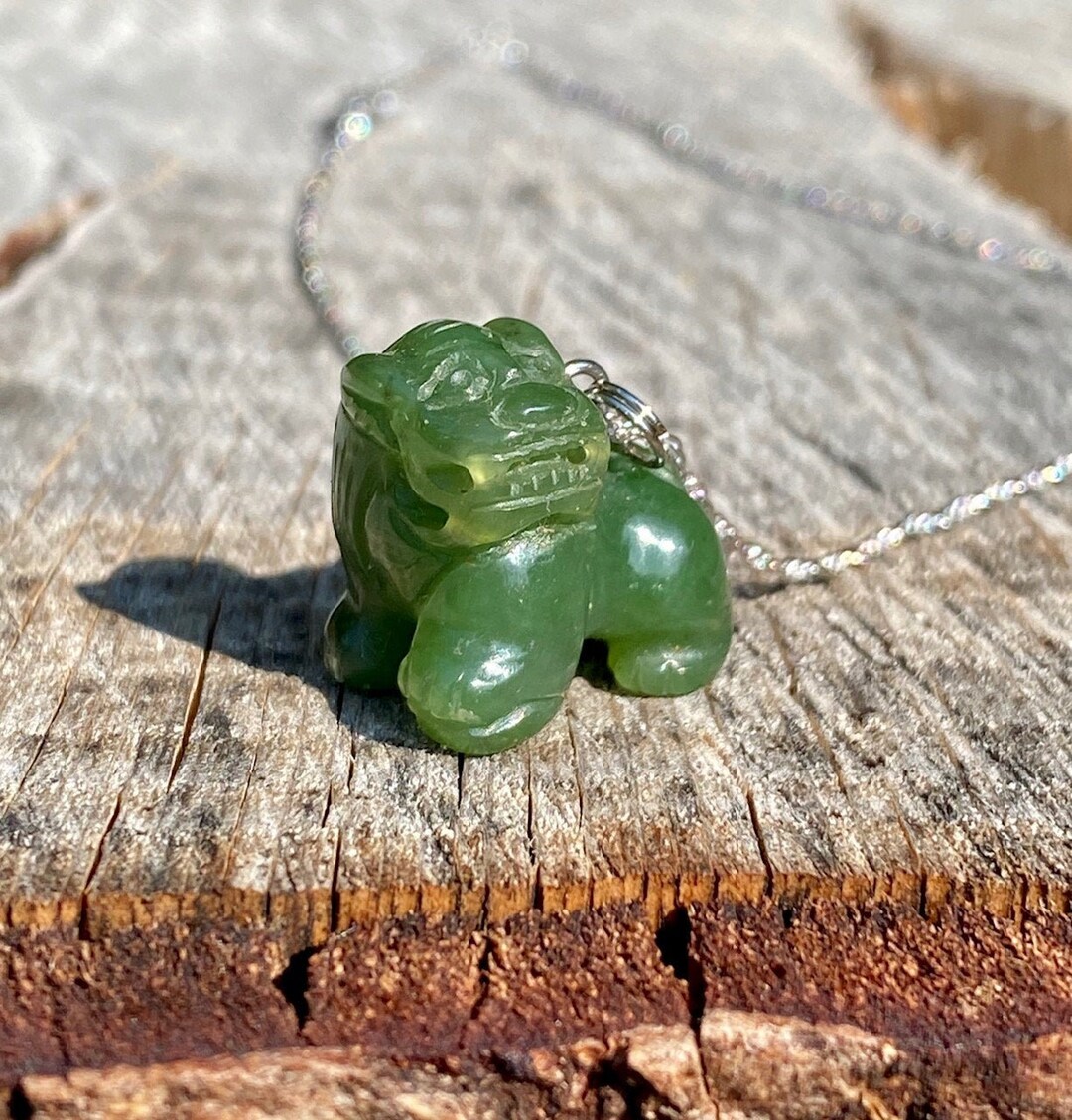 Canadian Jade Pixiu Charm - 17mm - Green Jade - Natural Jade - Foo Dog ...