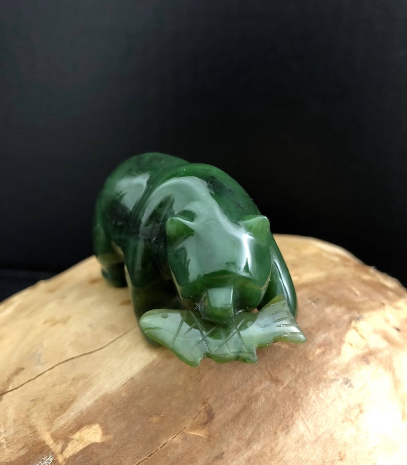 Canadian Jade Bear With Fish Multiple Sizes Jade Carving | Etsy