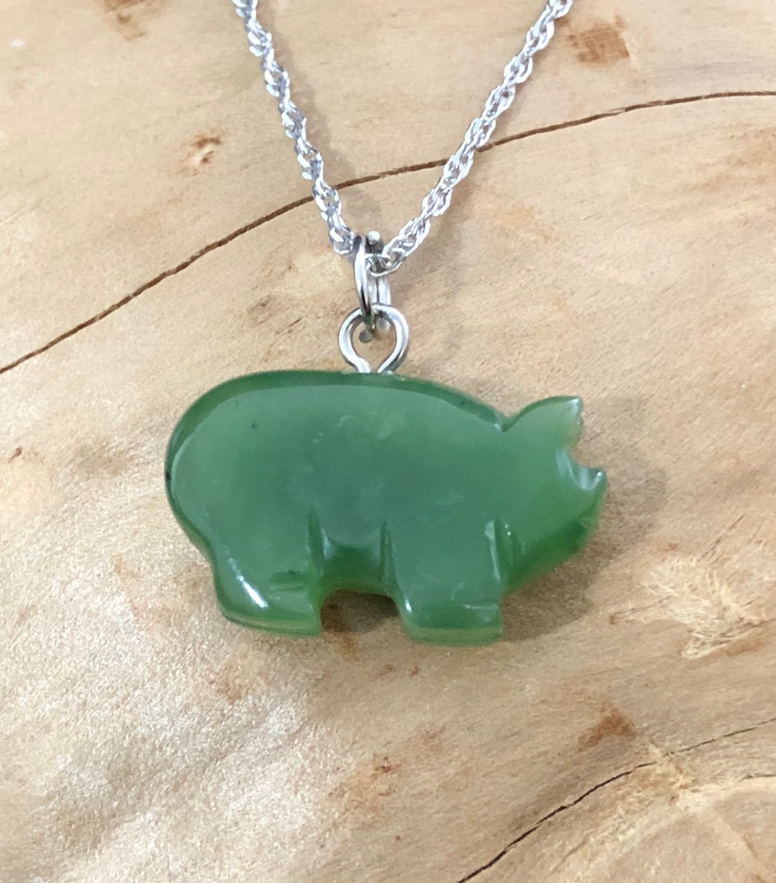 Canadian Nephrite Jade Pig Charm Necklace Pigs Green Jade - Etsy Canada