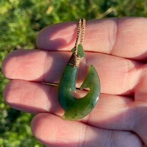 Canadian Nephrite Jade Fish Hook Pendant - Jade Necklace - Green Jade ...