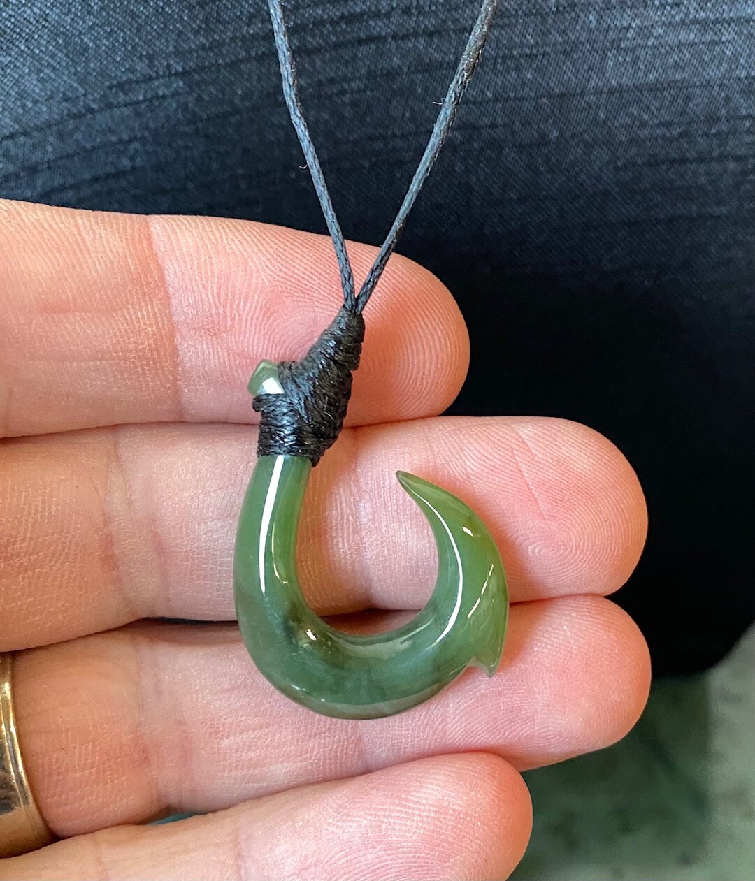 Jade Fish Hook Pendant 3743 Jade Necklace - Etsy