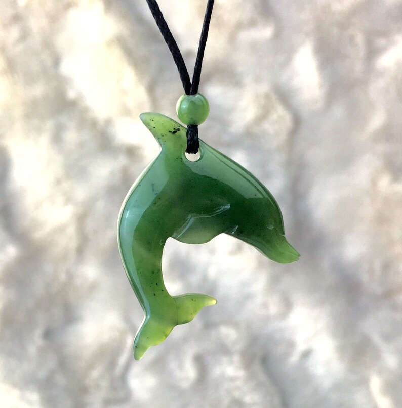 Canadian Nephrite Jade Dolphin Pendant Green Jade Jade | Etsy