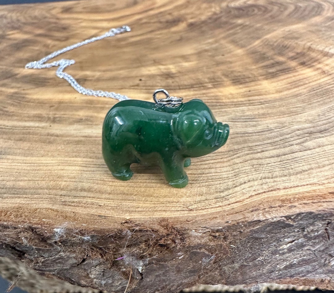 Canadian Nephrite Jade Pig Necklace - Pigs - Green Jade - Jade Pendant ...